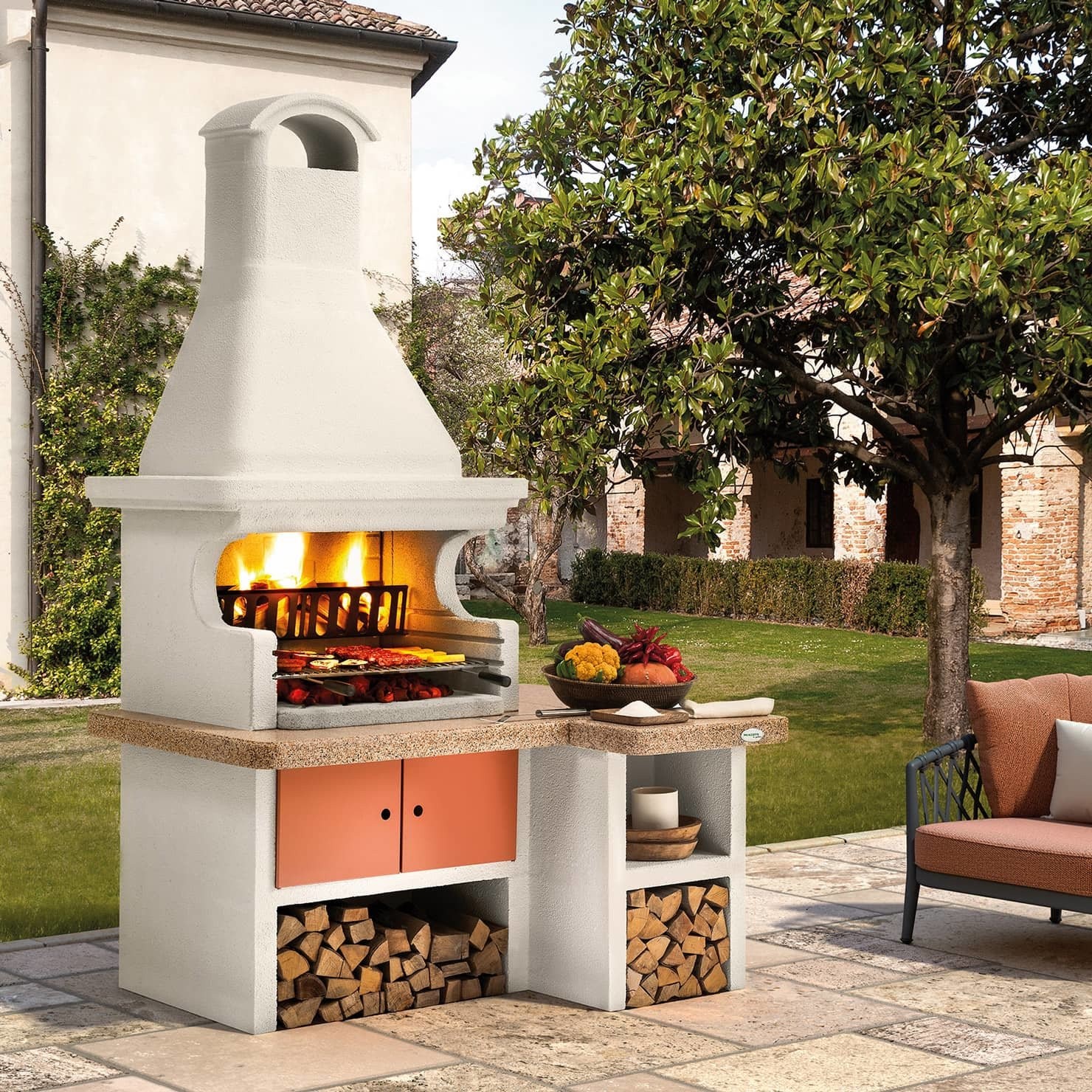 Gallipoli Red: Brick Barbecue with Oven, Concrete Barbecue | Palazzetti ...