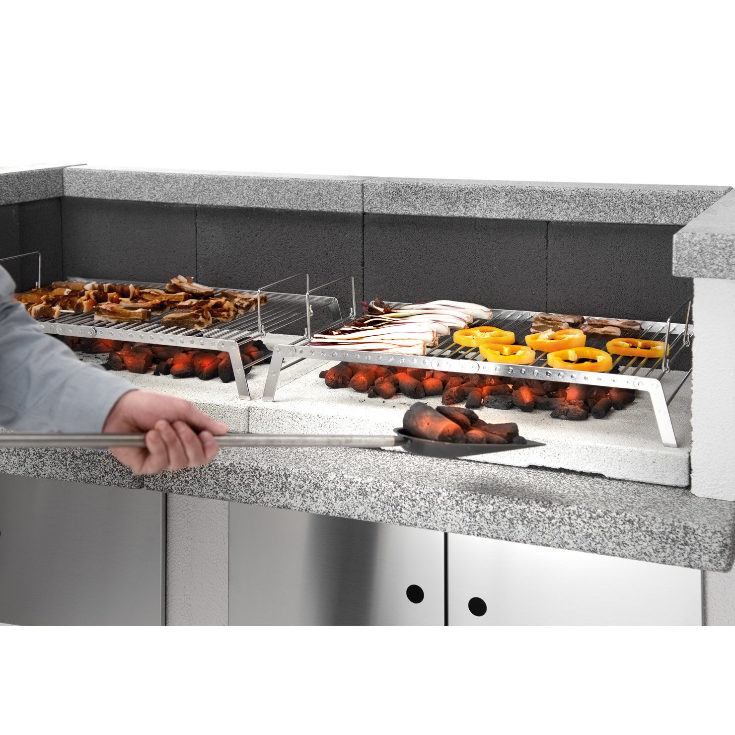 Double countertop barbecue Grey, Outdoor kitchens | Palazzetti In Giardino